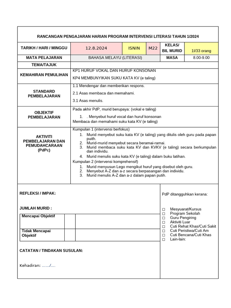 RPH Literasi Minggu 5 | PDF | Karier & Perkembangan | Kajian Bahasa Asing