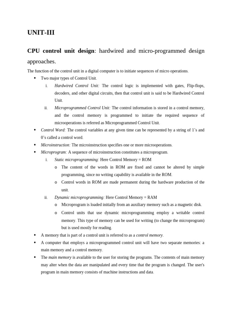 UNIT-III Part A | PDF | Bit | Central Processing Unit