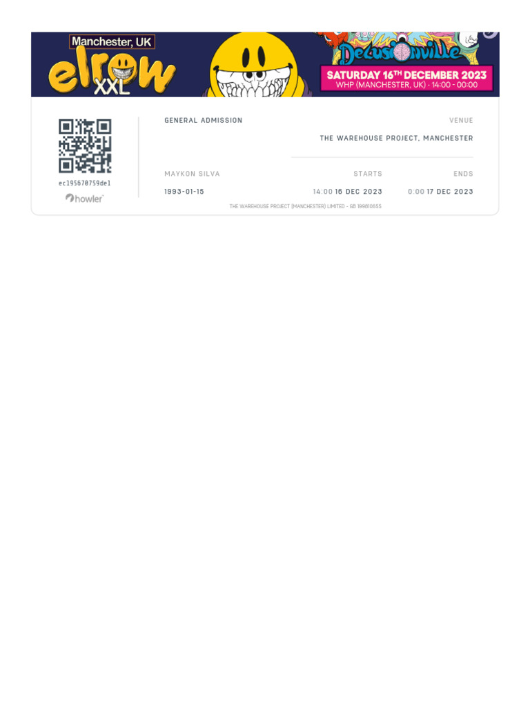 Ticket - Elrow Manchester XXL - 41KPUE7YTVTA8X2P | PDF