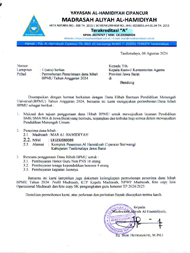 Permohonan Penerimaan Dana Hibah Bpmu | PDF