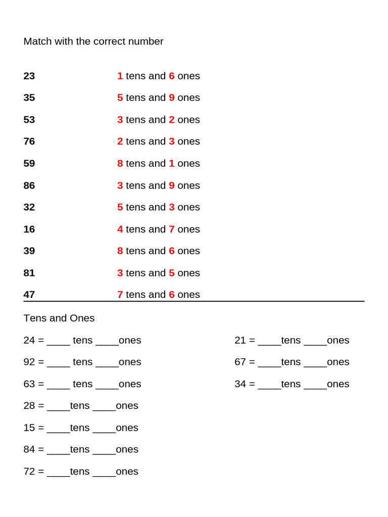 Match With The Correct Number | PDF