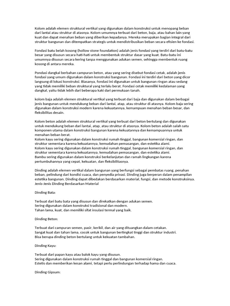Kolom Adalah Elemen Struktural Vertikal Yang Digun | PDF