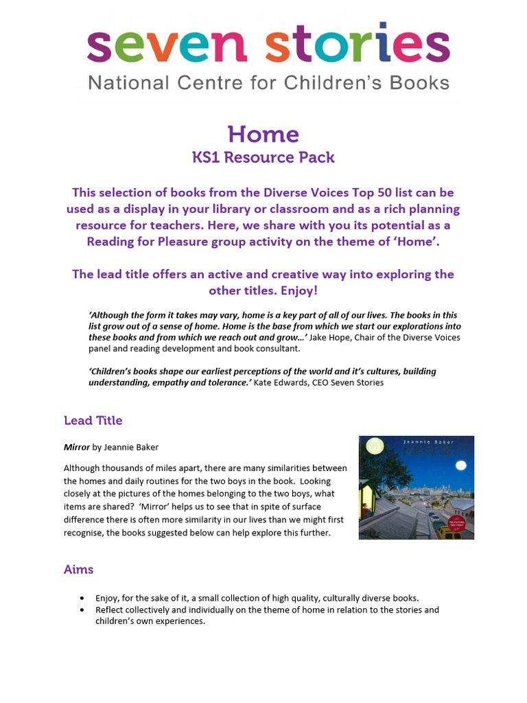 KS1 Seven Stories Diversity and Home | PDF