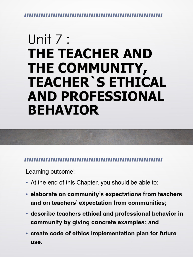 Teachers' Ethics & Community Role | PDF | Teachers