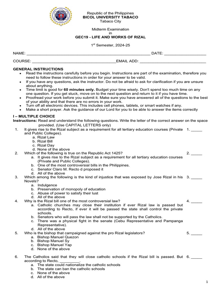 Sample Exam Tertiary | PDF | Philippines