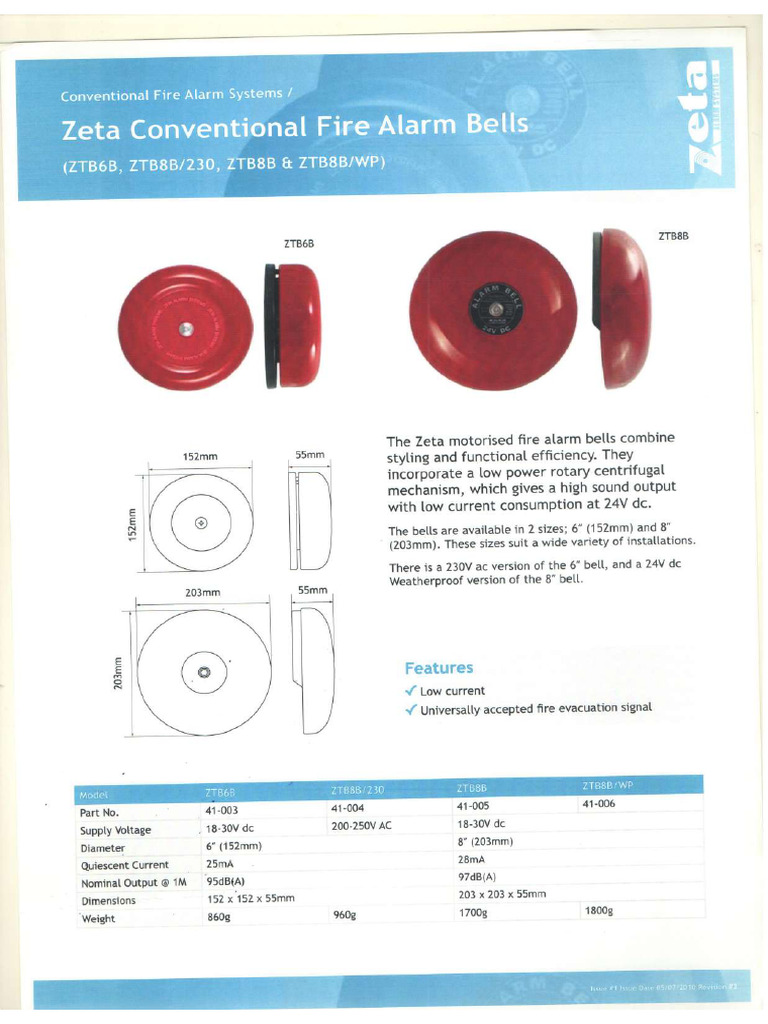 Data Sheet Fire Alarm Bell 001 | PDF