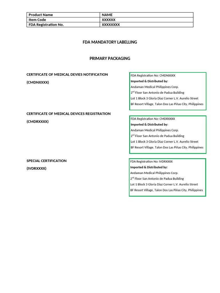 FDA MANDATORY LABELLING - Inquiry | PDF | Packaging And Labeling ...