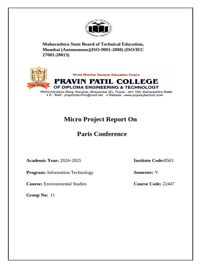 Micro Project on Paris Conference 2024 | PDF | Climate Change | Climate ...