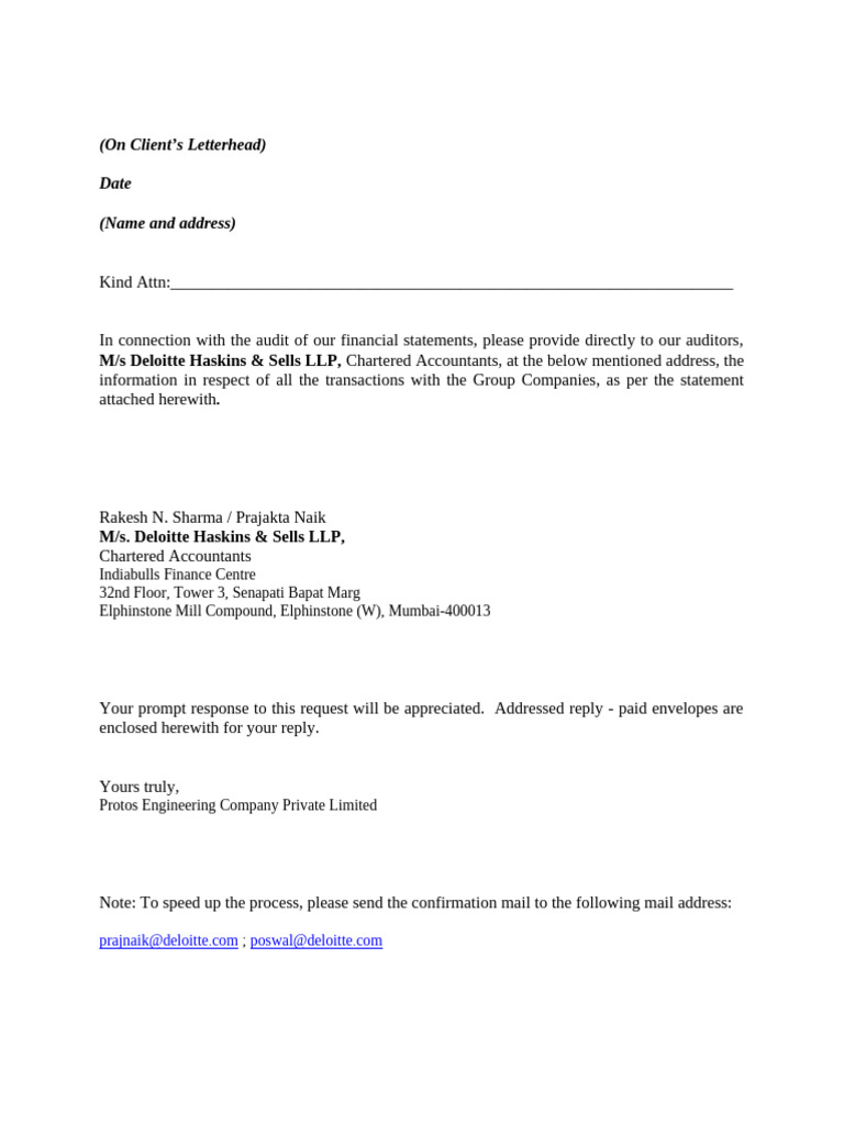 Group Company Transactions and Balances Confirmation | PDF | Accounting ...