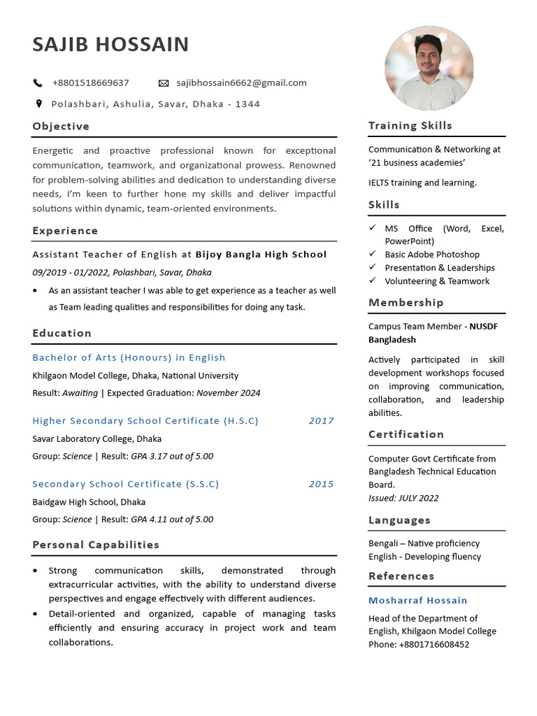 Sajib-Hossain BA English New | PDF | Teachers | Communication