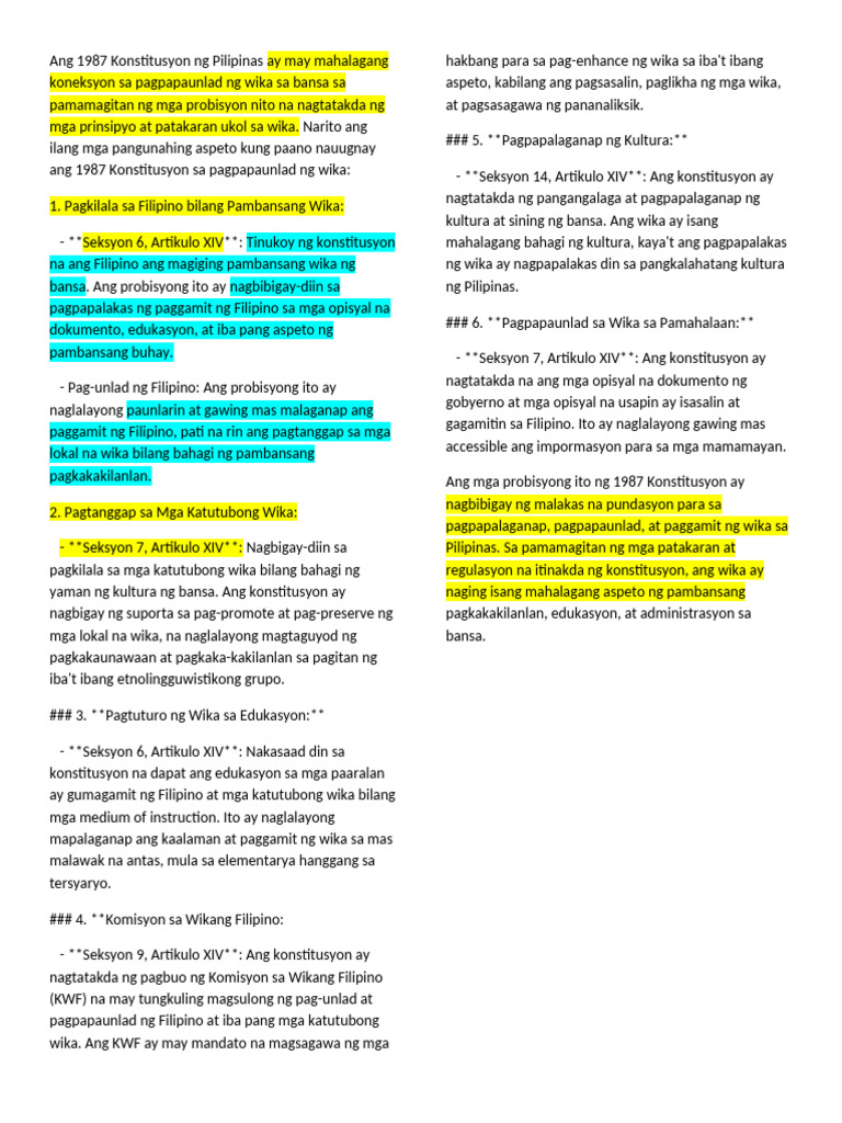 Ang 1987 Konstitusyon NG Pilipinas Ay May Mahalagang Koneksyon Sa ...