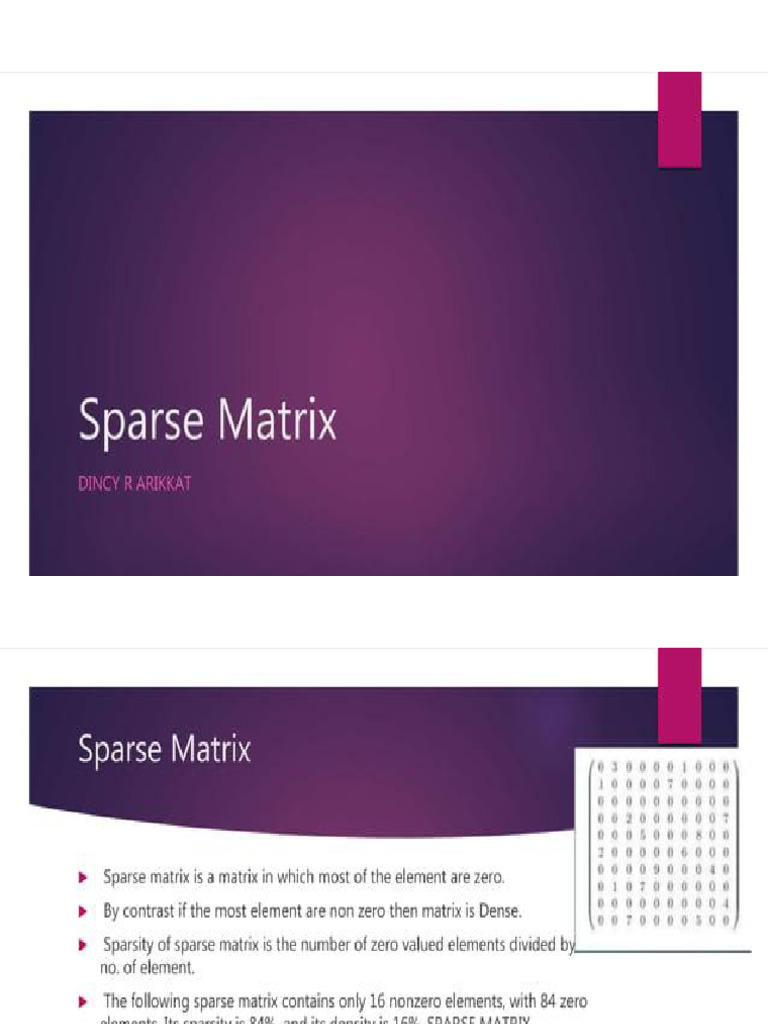 Unit I Sparse Matrix | PDF
