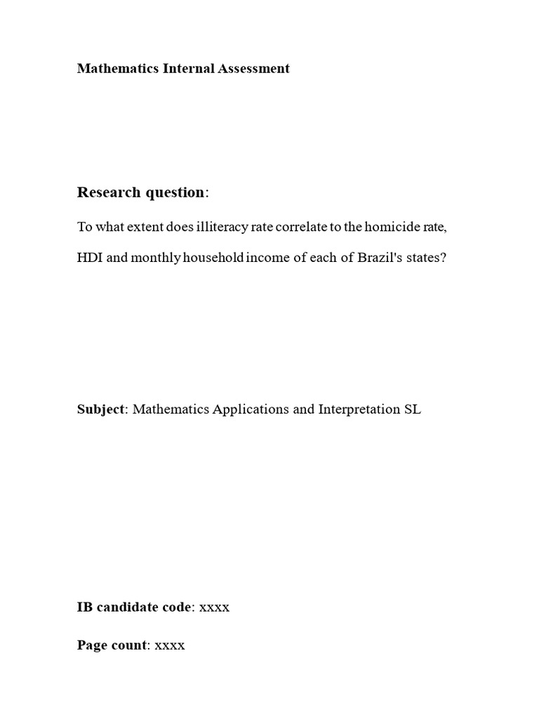 Mathematics Internal Assessment Part 1 | PDF