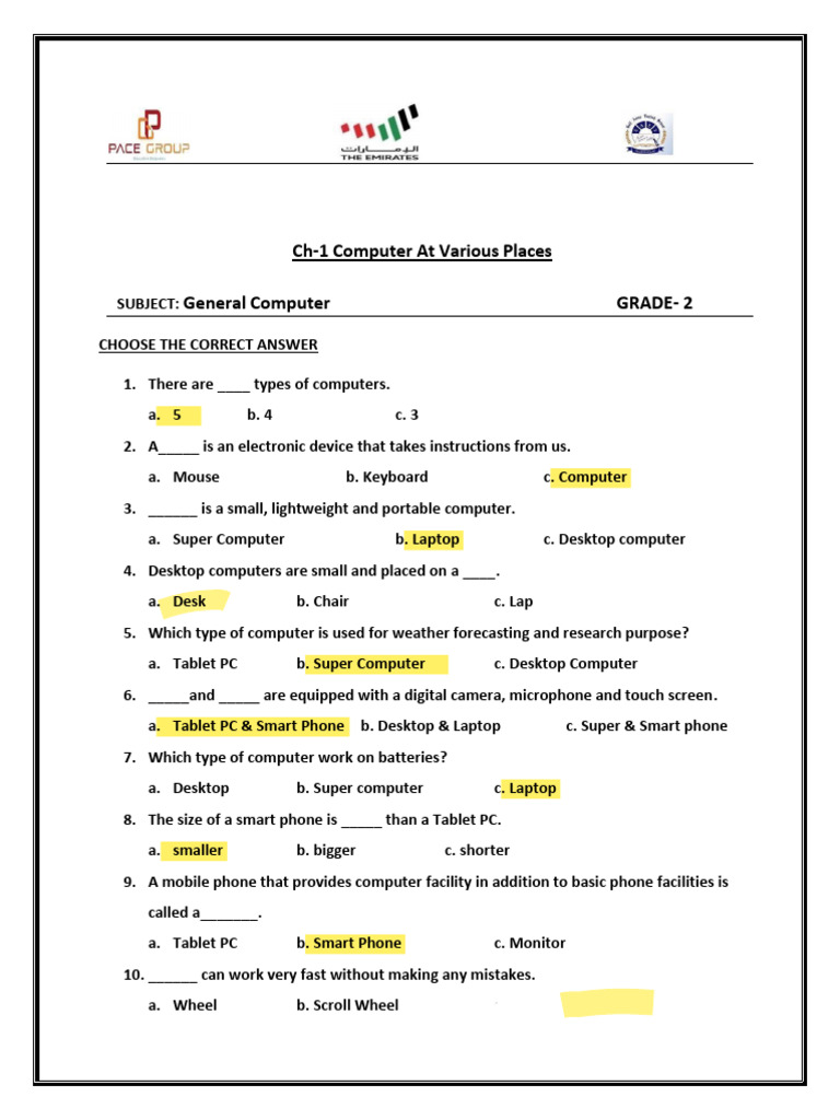 Computer Term1 Revision Worksheet - GR2 | PDF | Input/Output | Personal ...