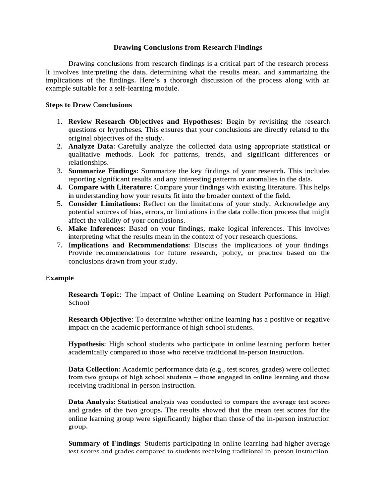 Drawing Conclusions From Research Findings | PDF | Educational ...
