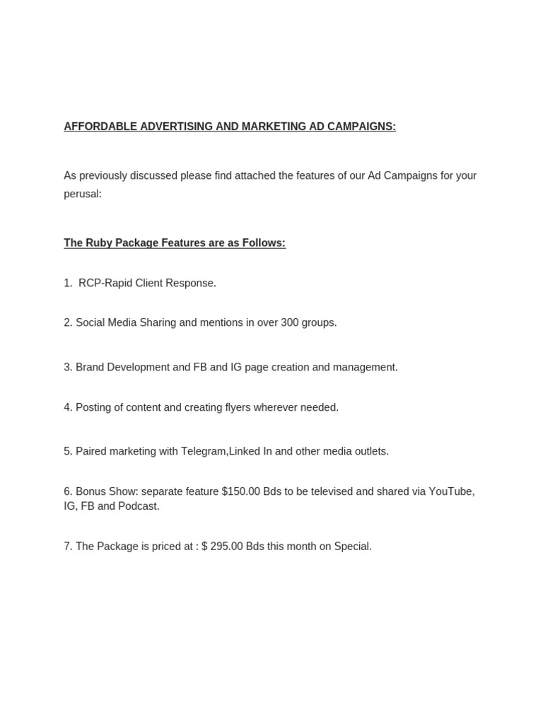 Affordable Advertising and Marketing Ad Campaigns | PDF