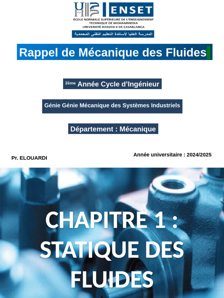 Statique Des Fluides - Gmsi 2 | PDF | Pression | Fluide