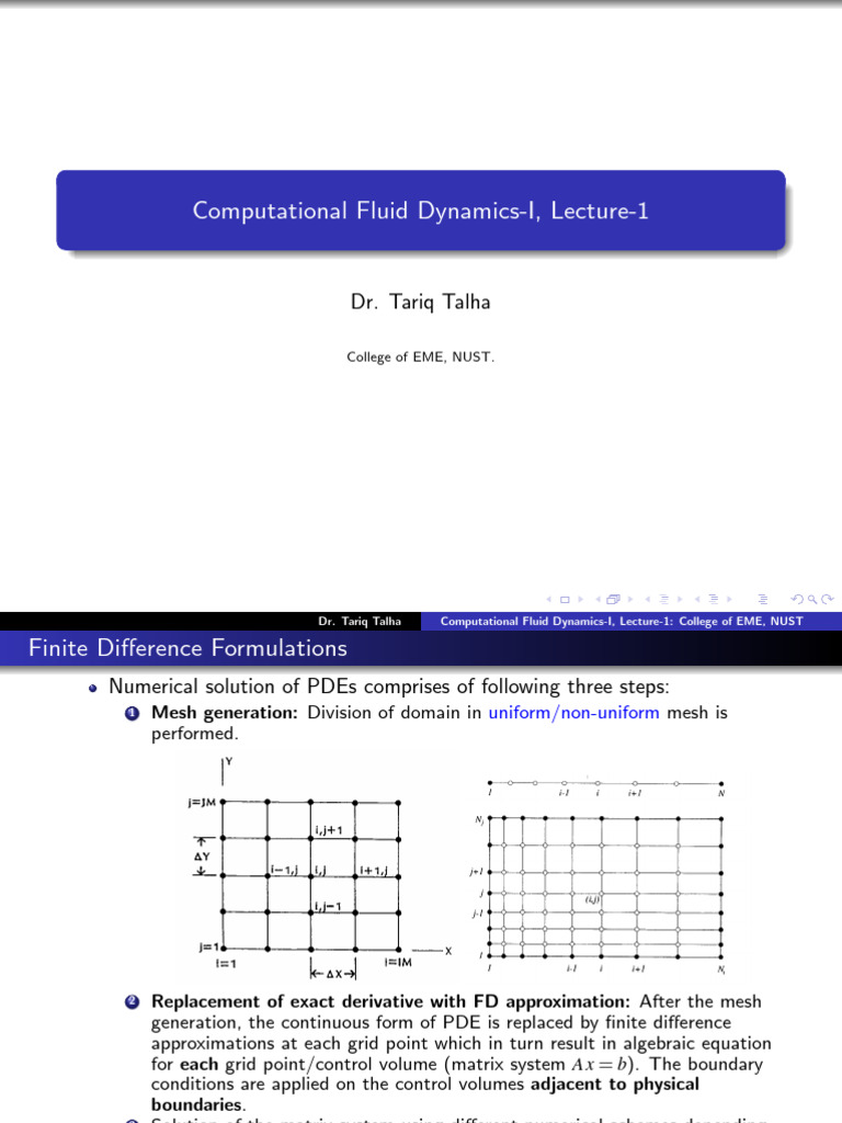 Lecture-1 CFD | PDF | Finite Difference | Partial Differential Equation
