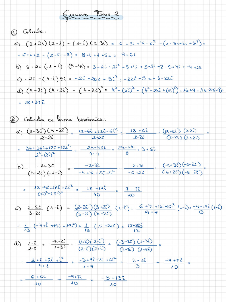 Complex Number Calculations and Solutions | PDF