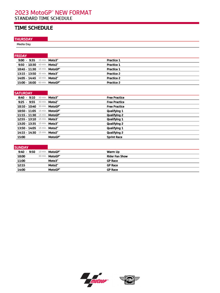 Schedule 2023 | PDF
