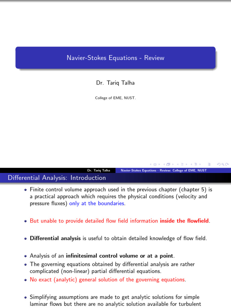 Navier-Stokes Equations Overview and Analysis | PDF | Navier–Stokes ...