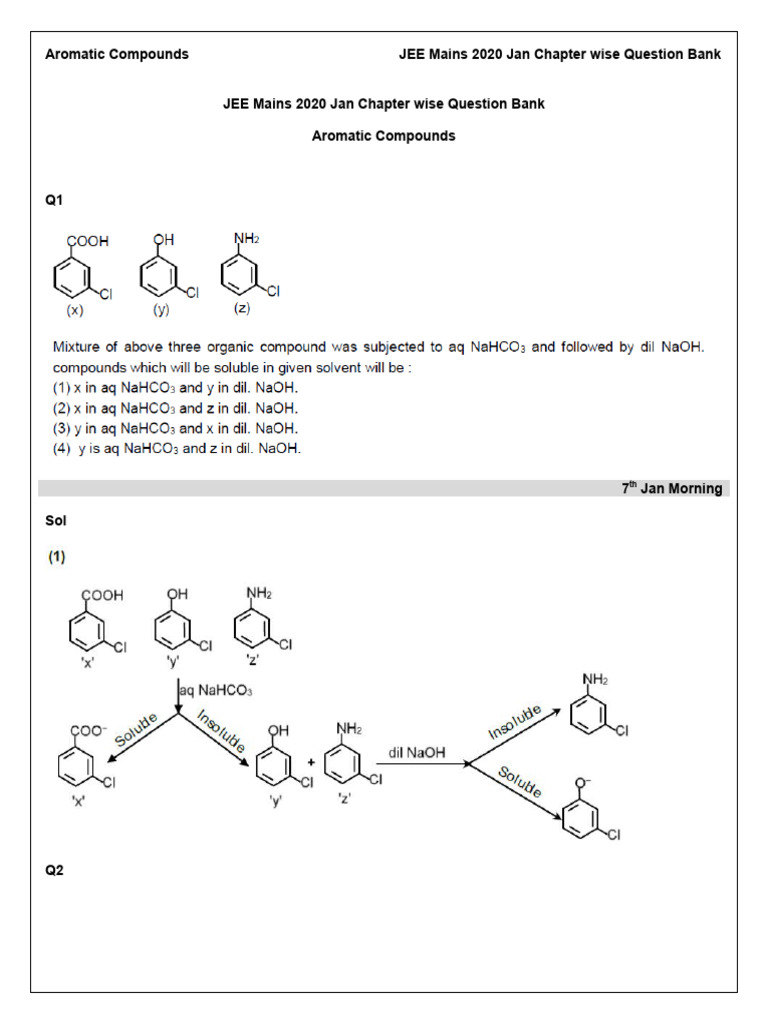 JEE Mains 2020: Aromatic Compounds Q&A | PDF