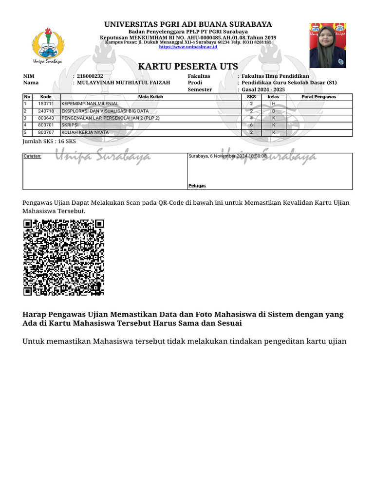 Kartu Peserta UTS Semester 7 | PDF