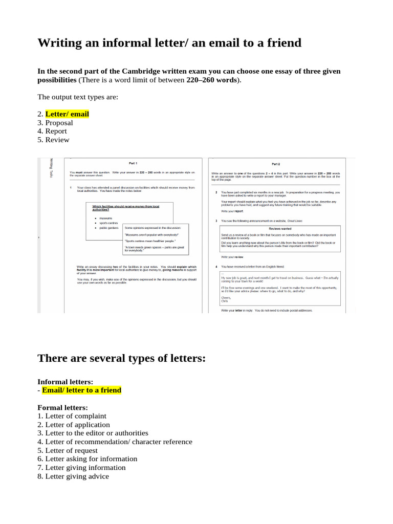 Writing For CAE-informal Letter | PDF | Syntax | Language Mechanics