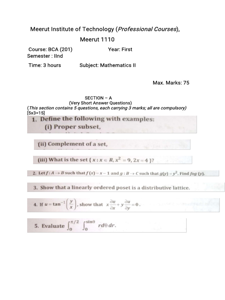 Bca Ii Sem Model Paper I | PDF