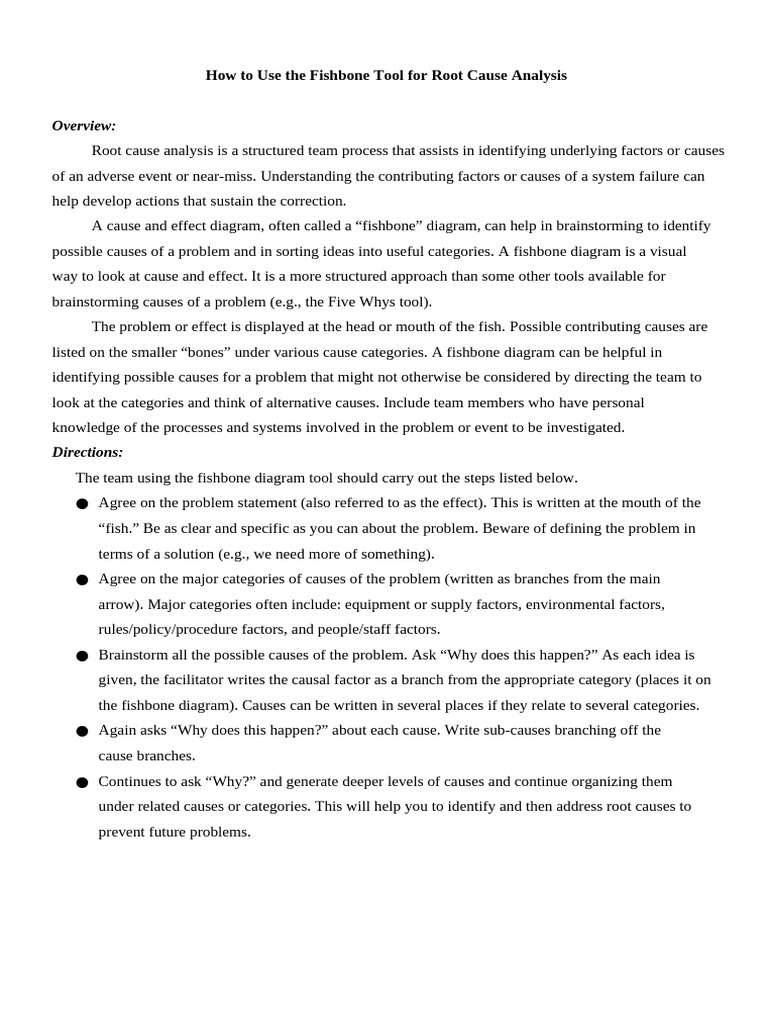 Fishbone Diagram RCA | PDF | Brainstorming | Causality