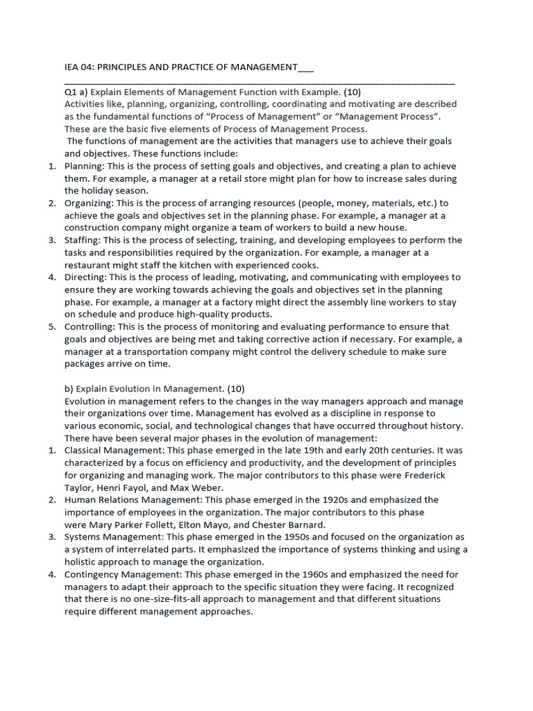 Iea 04 Principles and Practice of Management | PDF | Marketing | Human ...