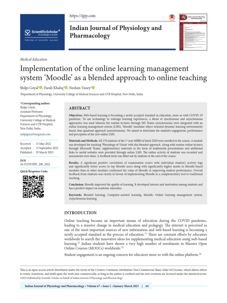 Implementation of The Online Learning Management System ‘ Moodle’ As A Blended Approach To ...
