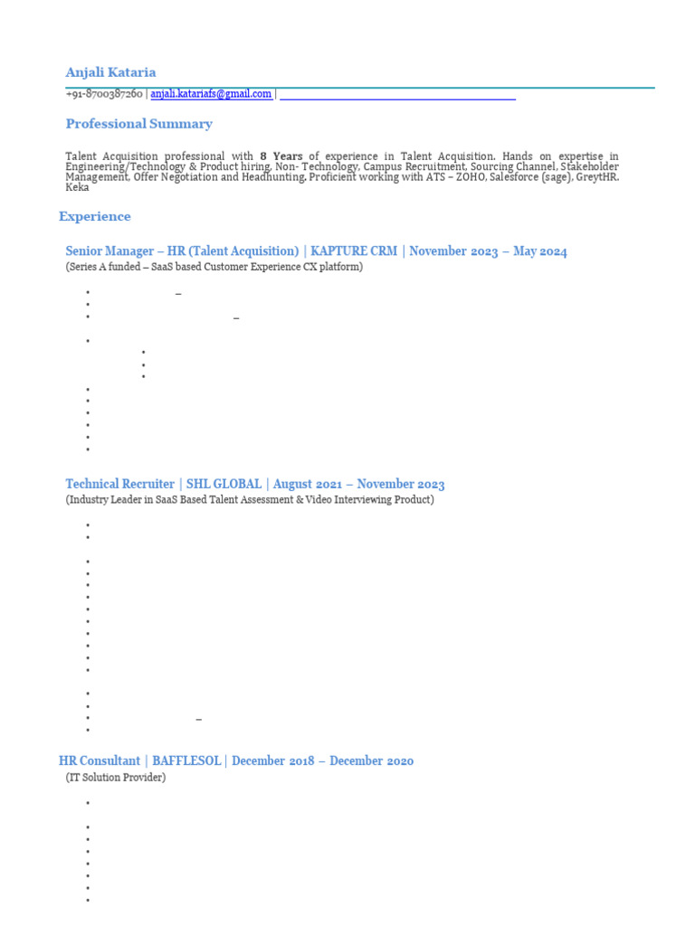 Anjali Kataria 8700387260 April | PDF | Recruitment | Customer Relationship Management