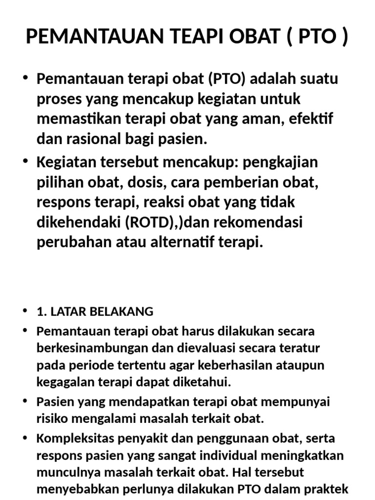 Pemantauan Teapi Obat (Pto) | PDF