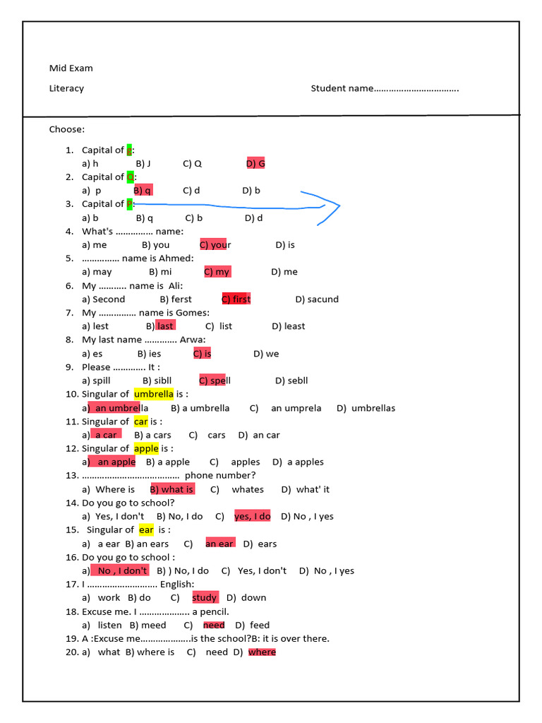 Mid Exam Literacy Questions | PDF
