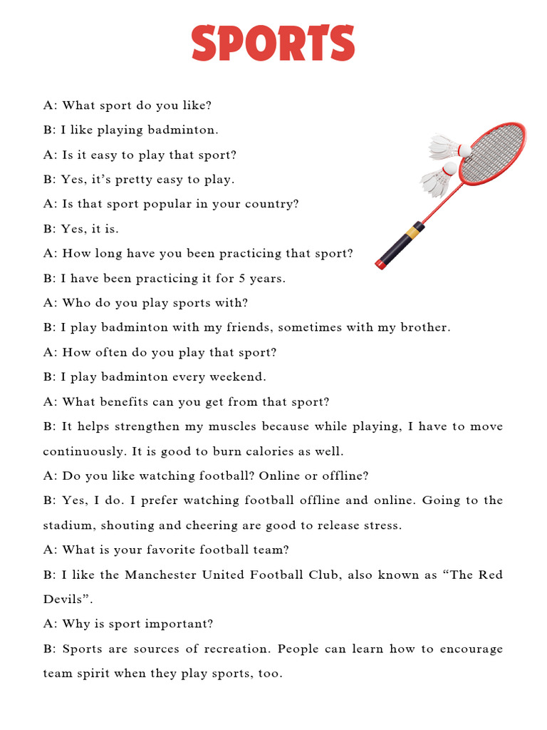 Conversation Sports | PDF | Sports & Recreation | Self-Improvement