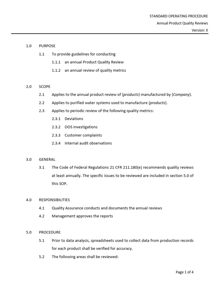 Annual Product Review Preparation Package | PDF | Data Analysis ...