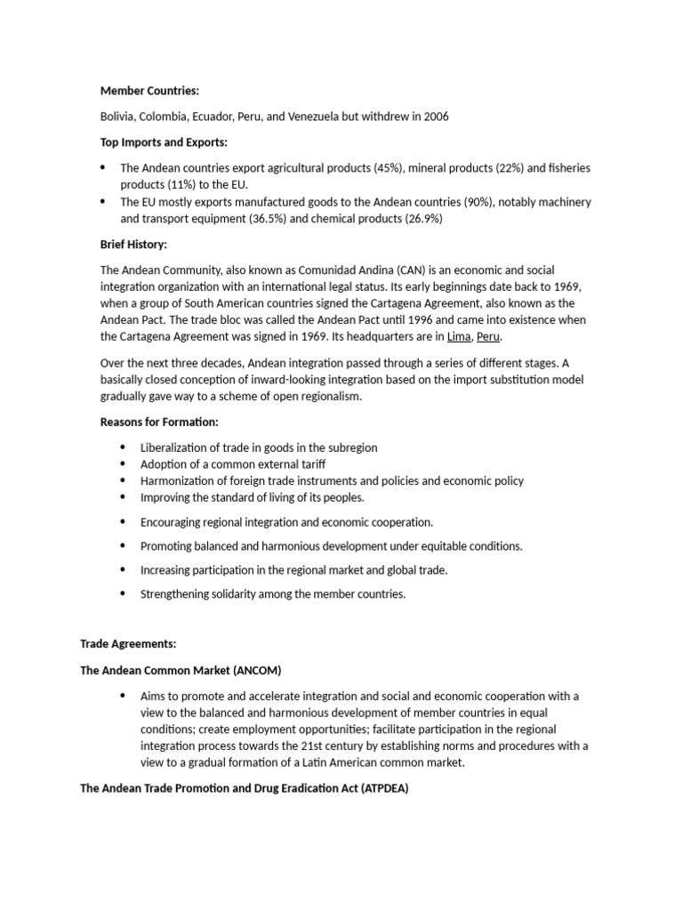 IBT Andean Pact | PDF | Andean Community | International Trade