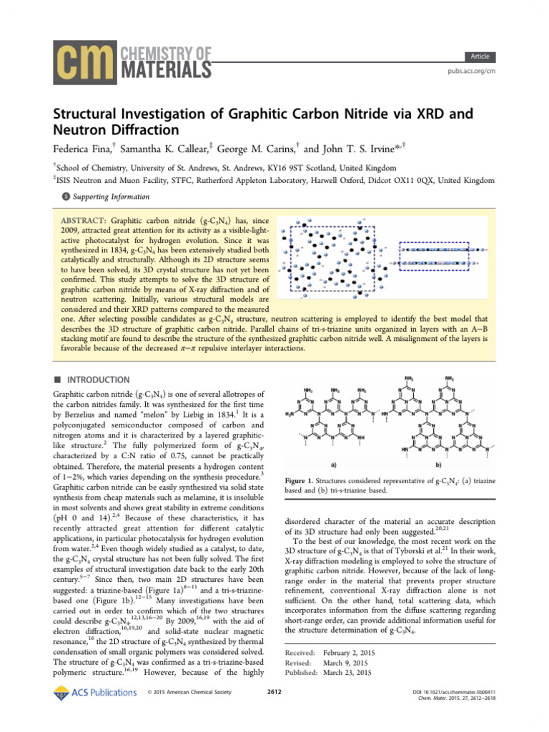 3D Structure Analysis of Graphitic Carbon Nitride | PDF | X Ray ...