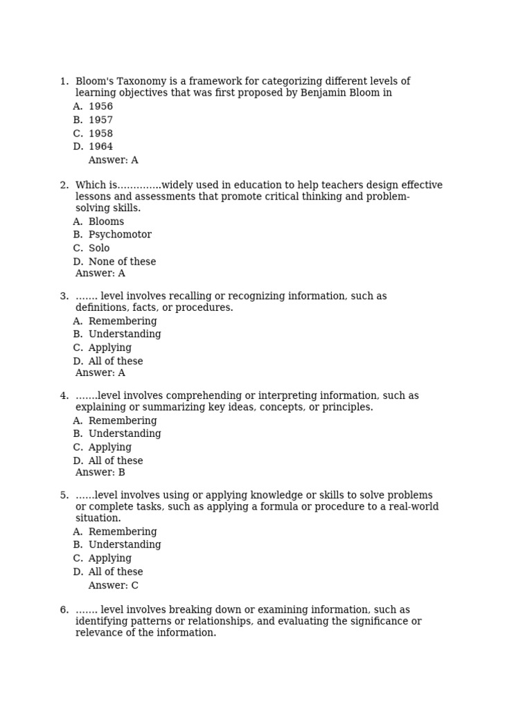 BLOOM's TAXONOMY | PDF | Learning | Affect (Psychology)