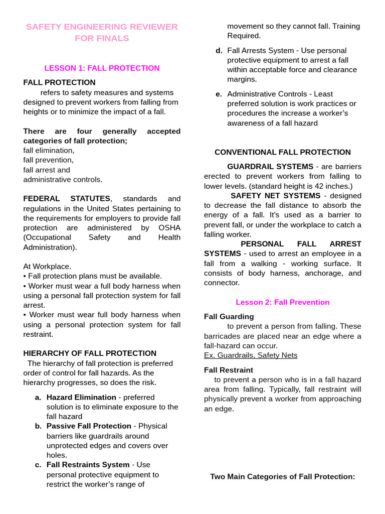 Safety Engineering Reviewer For Finals | PDF | Occupational Safety And ...