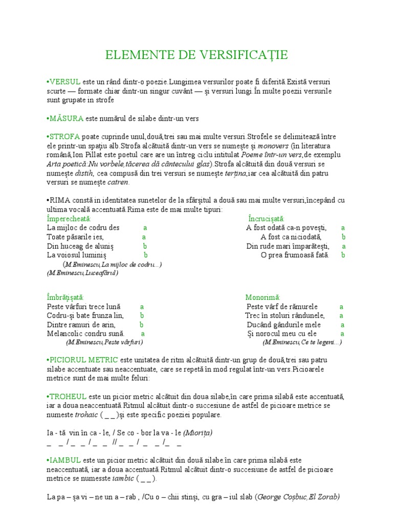 Elemente de Versificatie | PDF
