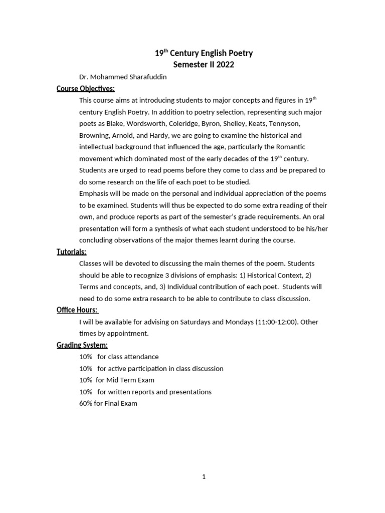 19th Century English Poetry Overview | PDF | English Poetry | Poetry
