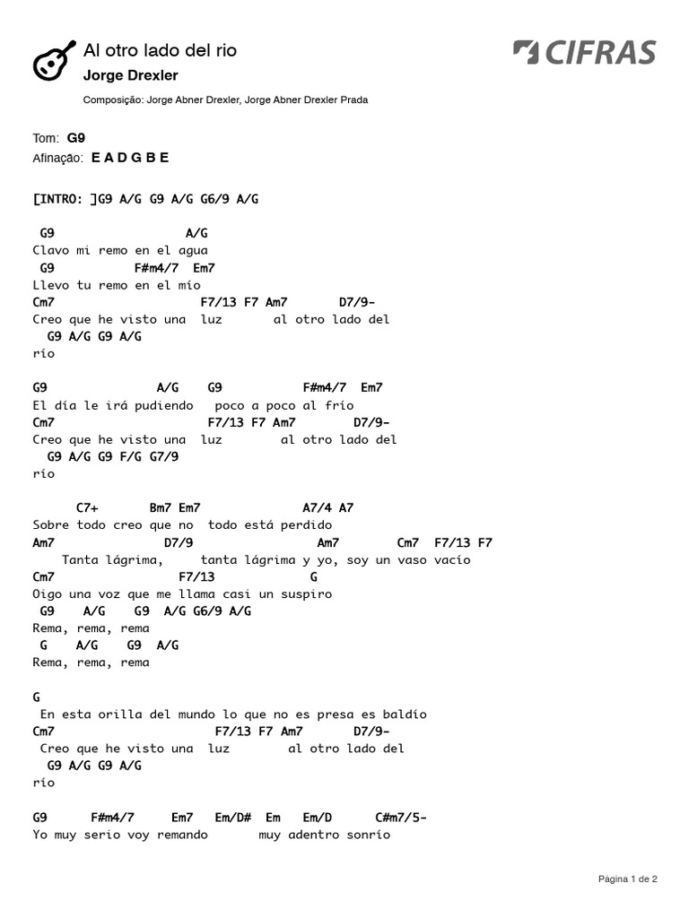 Impressão de Al Otro Lado Del Rio - Jorge Drexler - CIFRAS | PDF