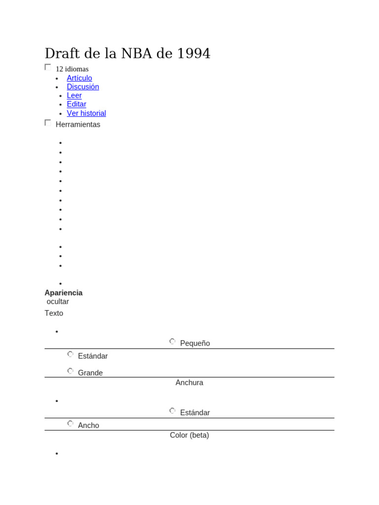 Draft de La NBA de 1994 | PDF | Asociacion Nacional de Basquetbol ...