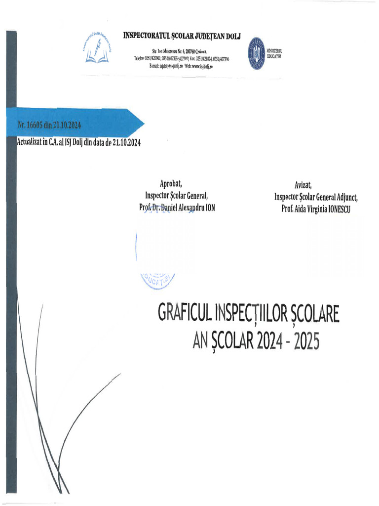Grafic - Inspectii - 2024 2025 Actualizat 21.10.2024 | PDF