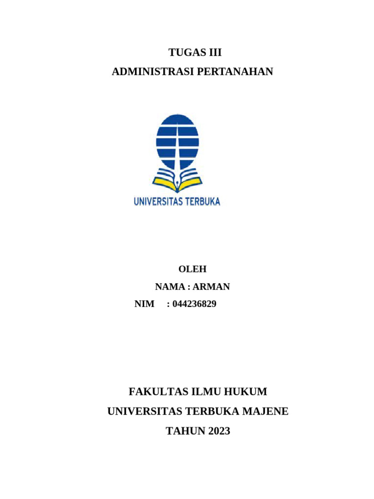 Tugas 3 Adm Pertanahan | PDF