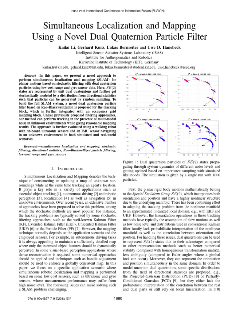 Simultaneous Localization and Mapping Using A Novel Dual Quaternion Particle Filter | PDF ...