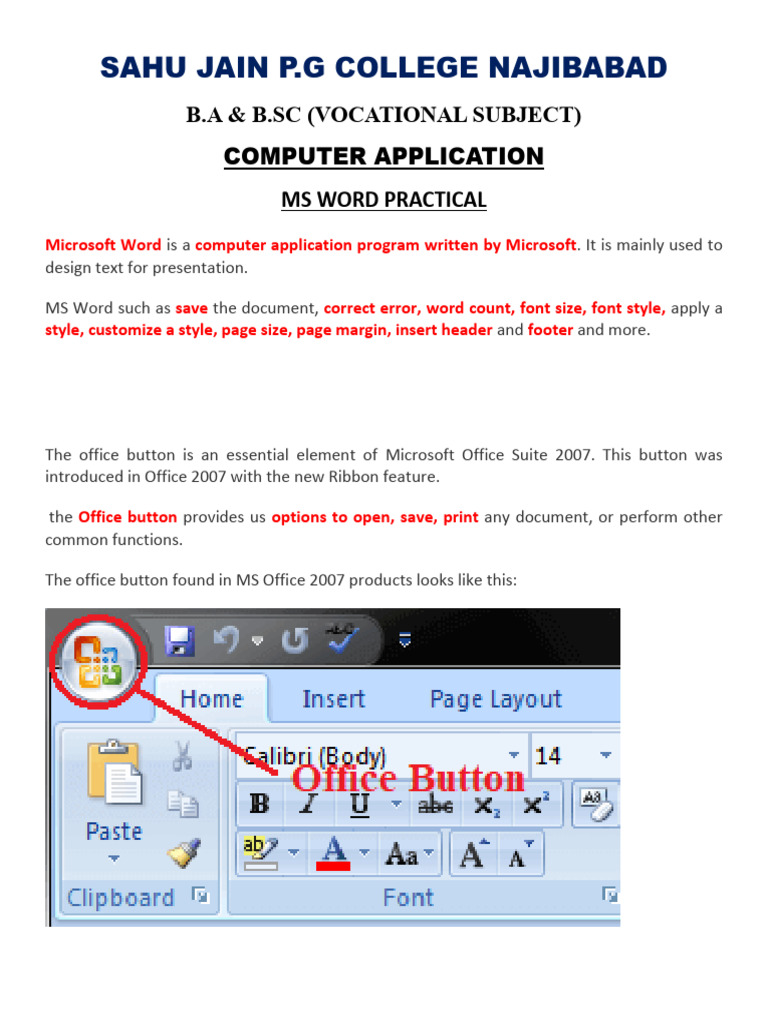 MS Word Pracital | PDF | Microsoft Word | Typefaces