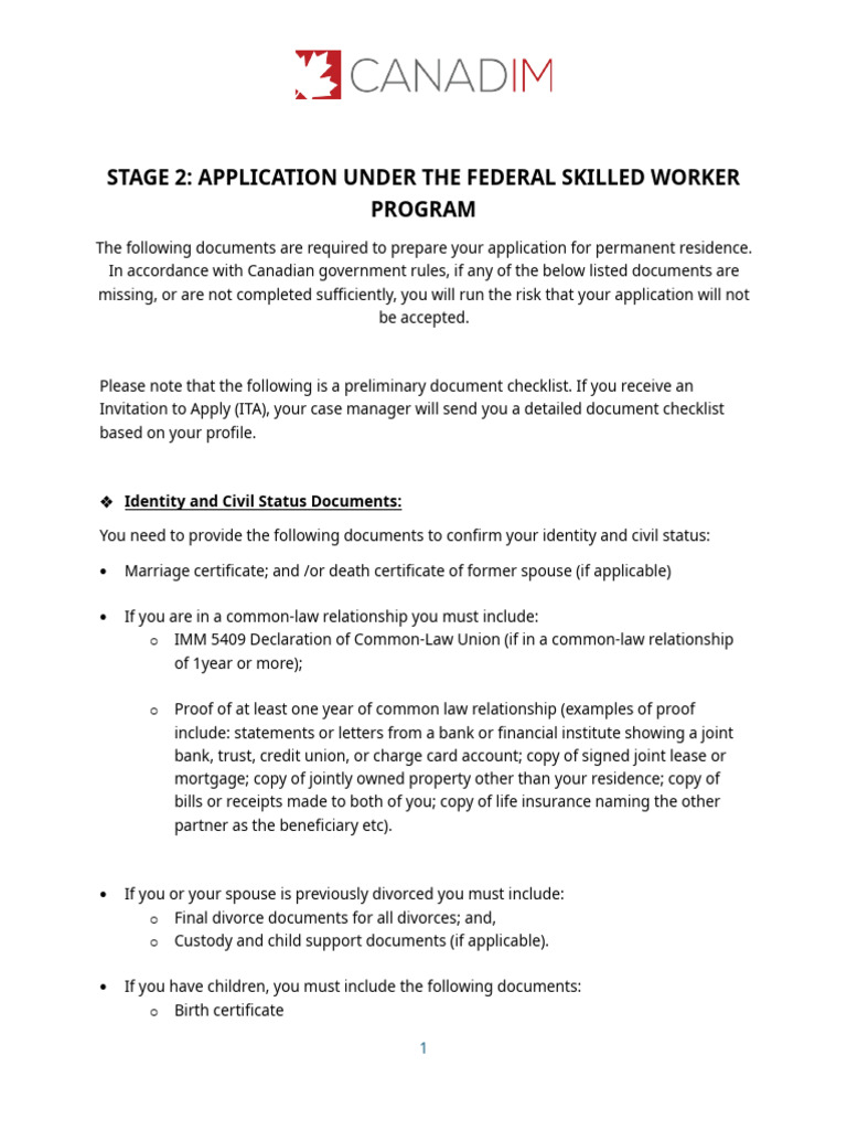 Canadim - Stage 2 - Document Guide | PDF | Divorce | Family